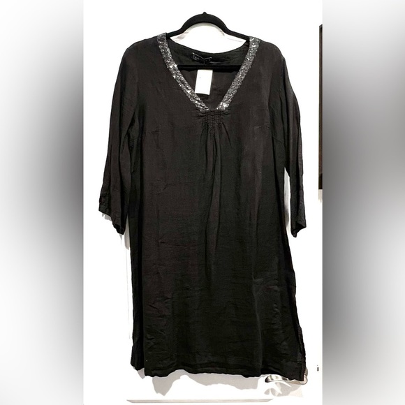 cut loose | Tops | Cut Loose Black Tunic Top With Sequin Neckline ...